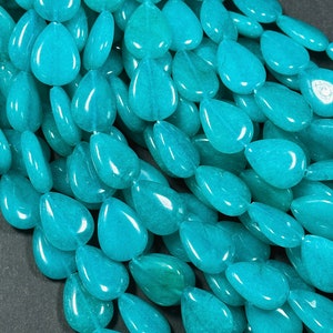 Natural Turquoise Blue Jade Gemstone Bead 20x15mm Teardrop Shape ...