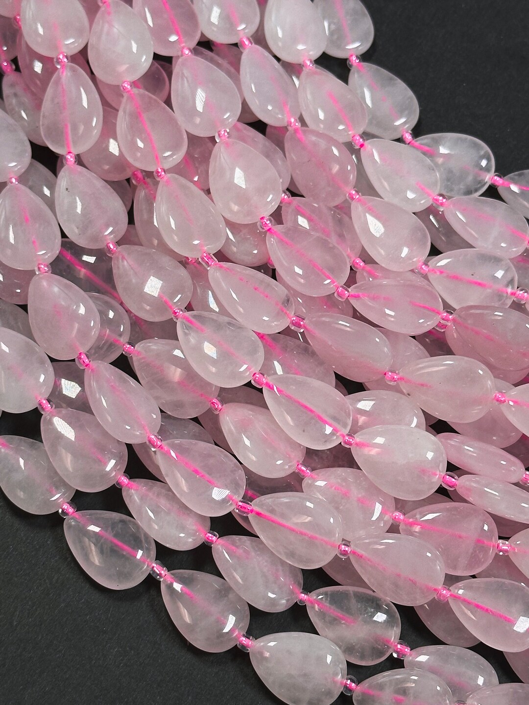 Natural Rose Quartz Gemstone Bead 18x13mm Teardrop Shape, Beautiful ...