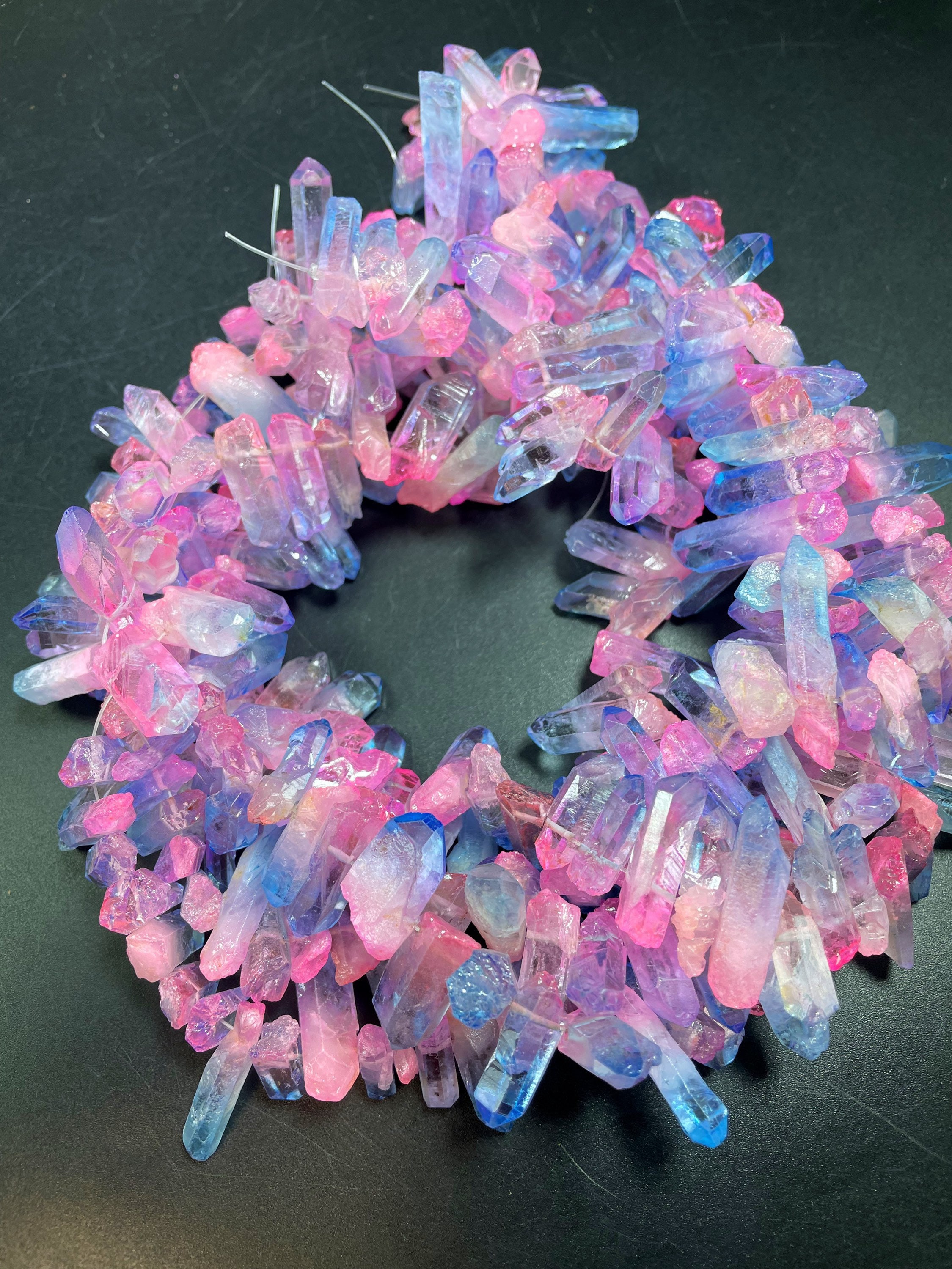 AAA Rainbow Natural Quartz Crystal Stone Bead. Freedom Stick Shape ...