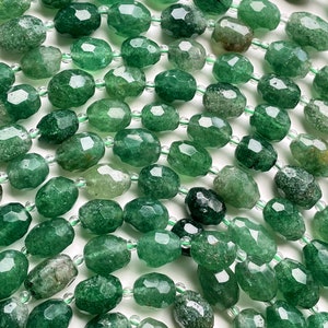 Natural Green Strawberry Quartz Stone Bead. Faceted 10x12mm Barrel ...