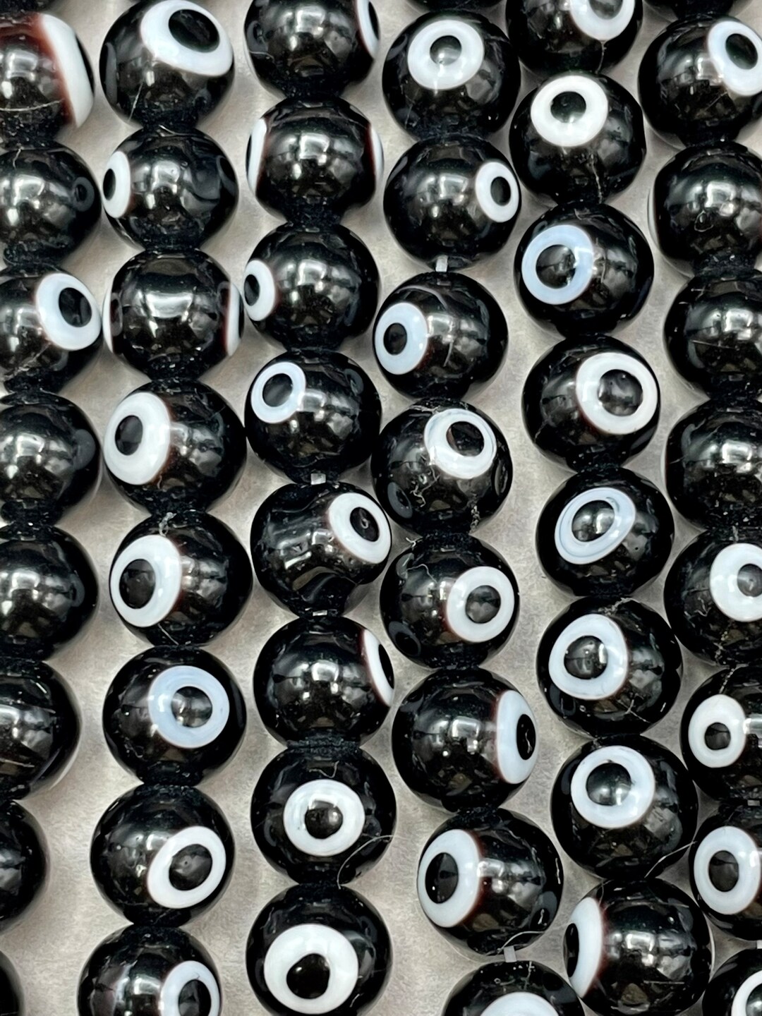 Evil Eye Glass Beads, Smooth 6mm 8mm 10mm Round Shape. Lucky Eye Beads ...