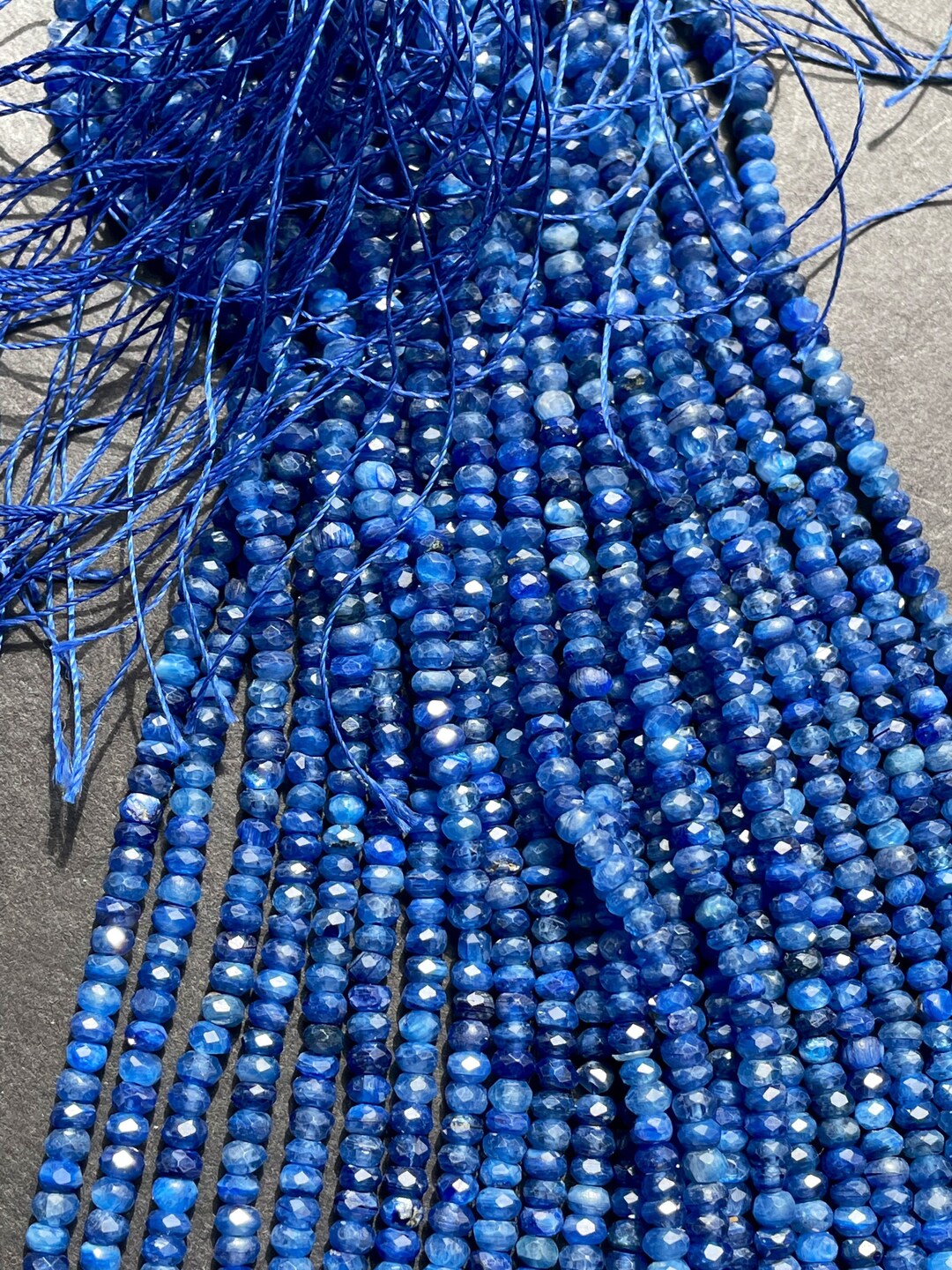 AAA Natural Kyanite Stone Bead. Faceted 3x4mm 5x2mm Rondelle Shape Bead ...