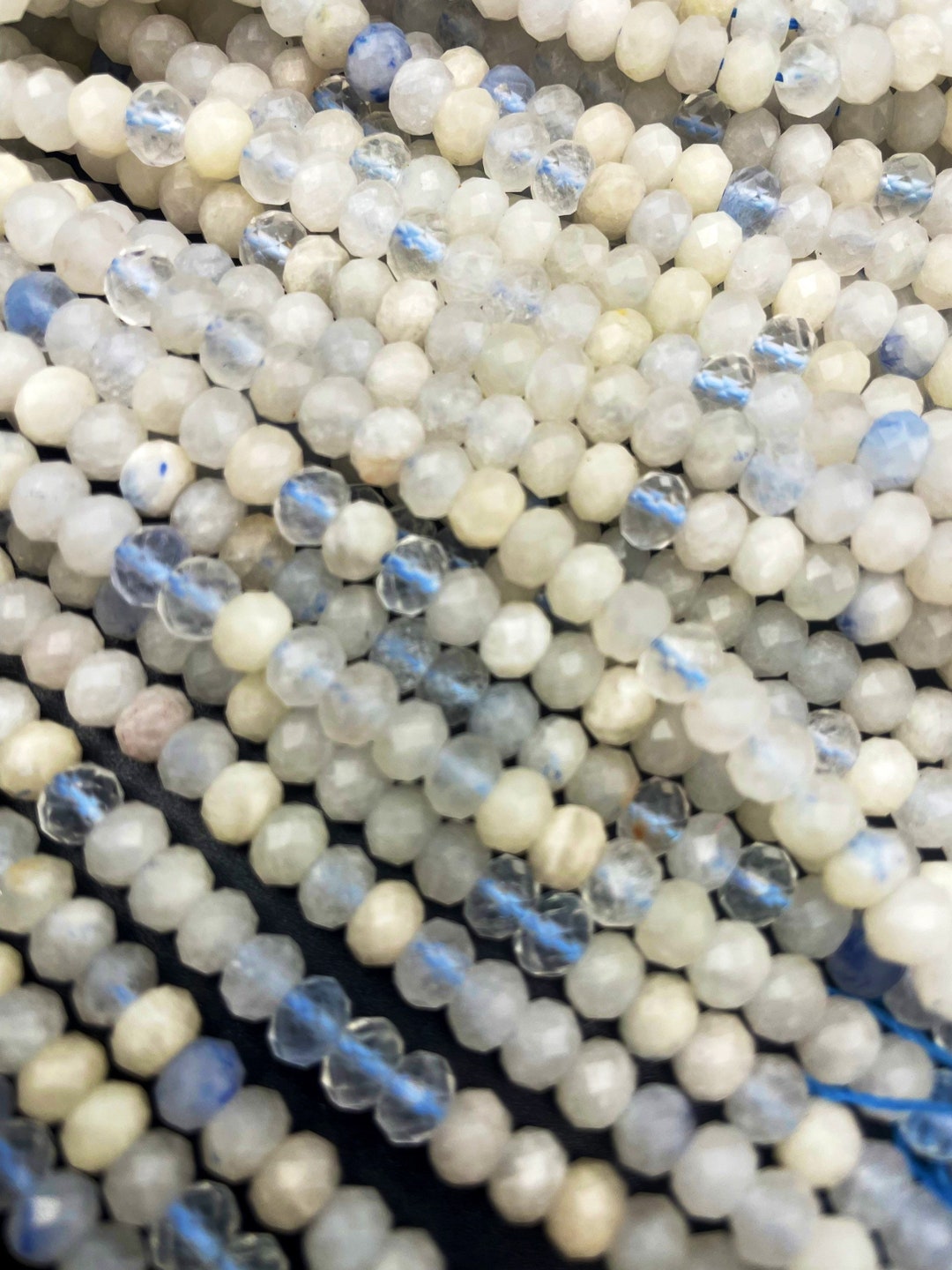 AAA Natural Blue Rutilated Quartz. Faceted 4x6mm Rondelle Shape ...