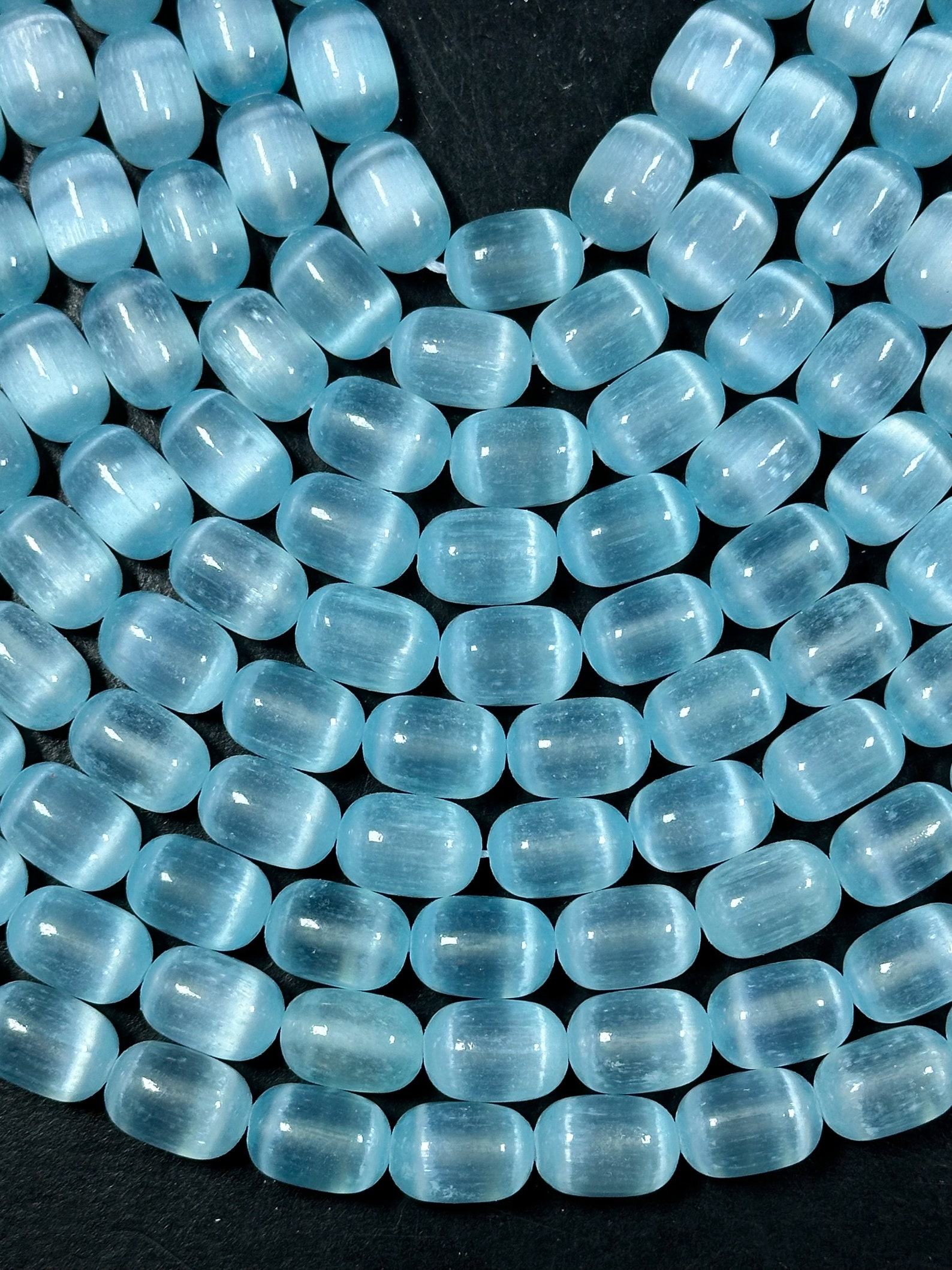 Natural Blue Selenite Gemstone Bead 12x8mm Tube Shape Bead, Beautiful ...