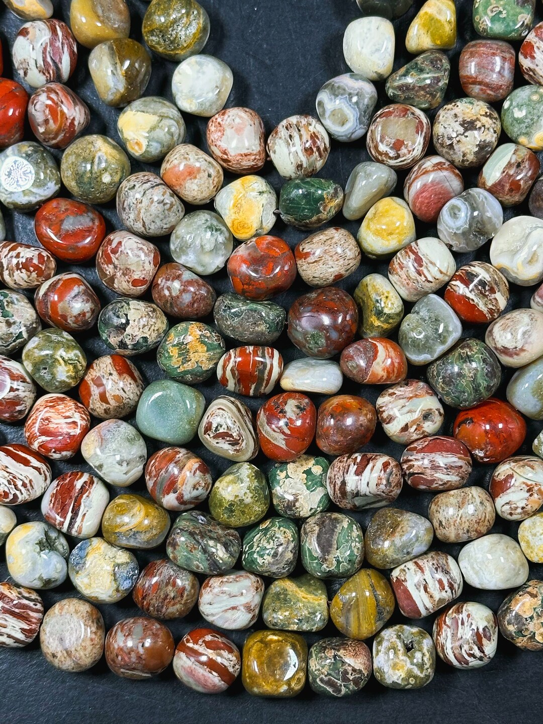 Natural Polychrome Jasper Gemstone Bead 10-12mm Nugget Shape, Beautiful ...