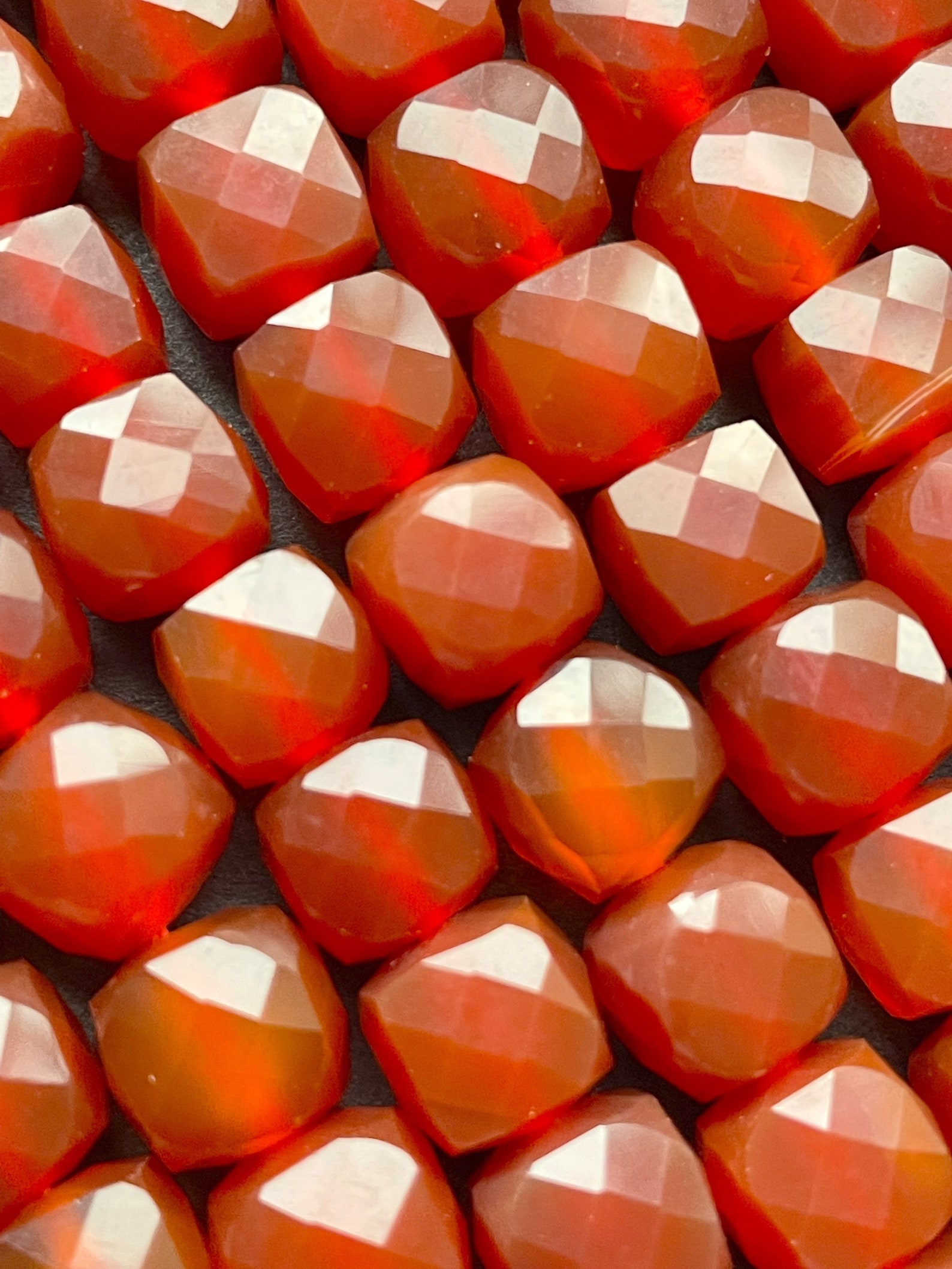 AAA Natural Carnelian Stone Bead. Faceted 9mm Square Shape. Gorgeous ...