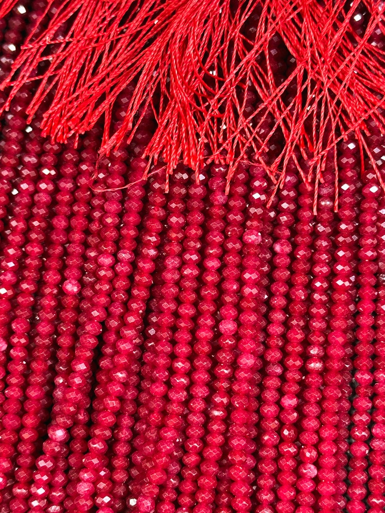 Natural Red Jade Gemstone Bead Faceted 3mm Rondelle Shape Bead ...