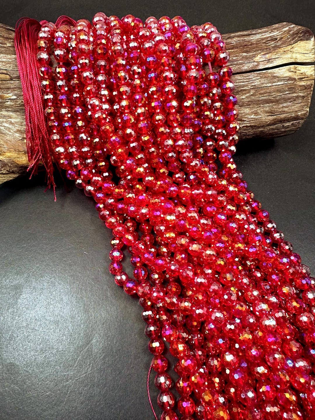 Beautiful Red Crystal Round Shape Faceted Bead. Gorgeous High Quality ...