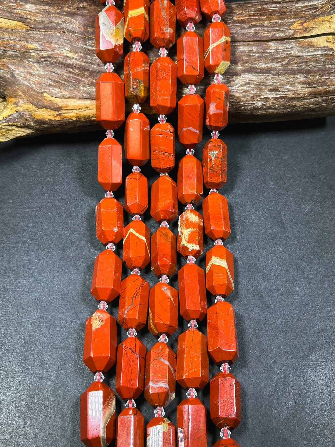 Natural Red Jasper Gemstone Bead Faceted 27x13mm Barrel Shape Beads ...