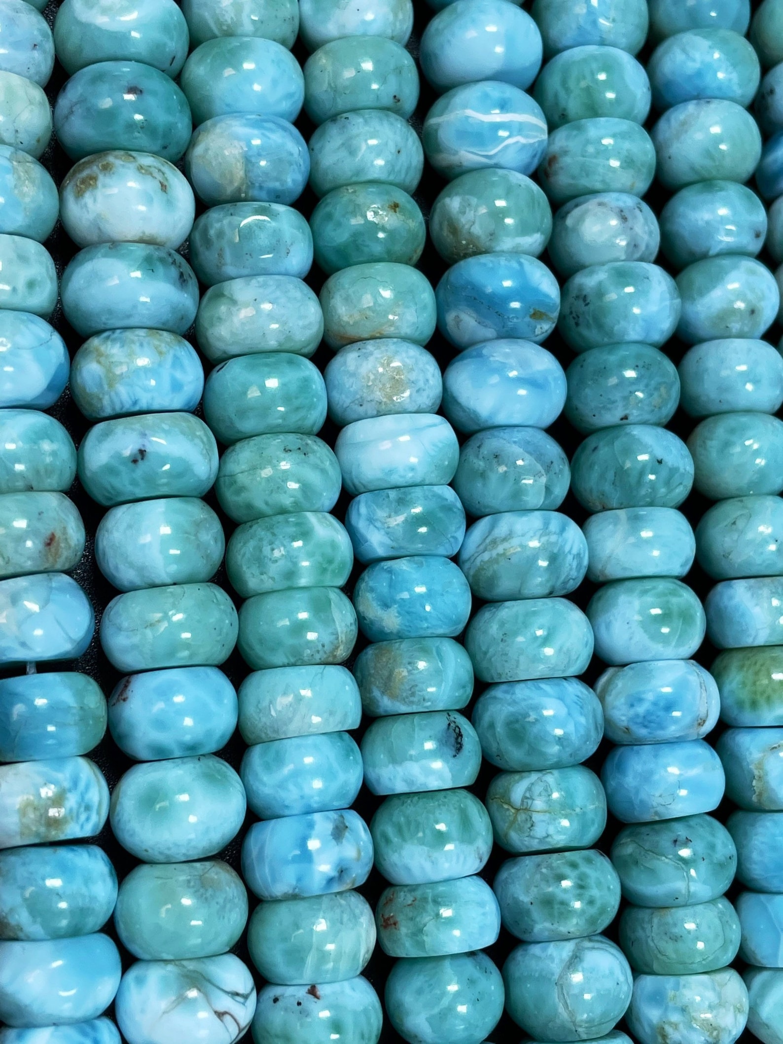 AA 100% Natural Larimar Gemstone Bead. 5x8mm 6x10mm Roundell - Etsy