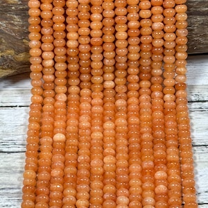 NATURAL Orange Jade Gemstone Bead 8x5mm Rondelle Shape Bead, Beautiful ...