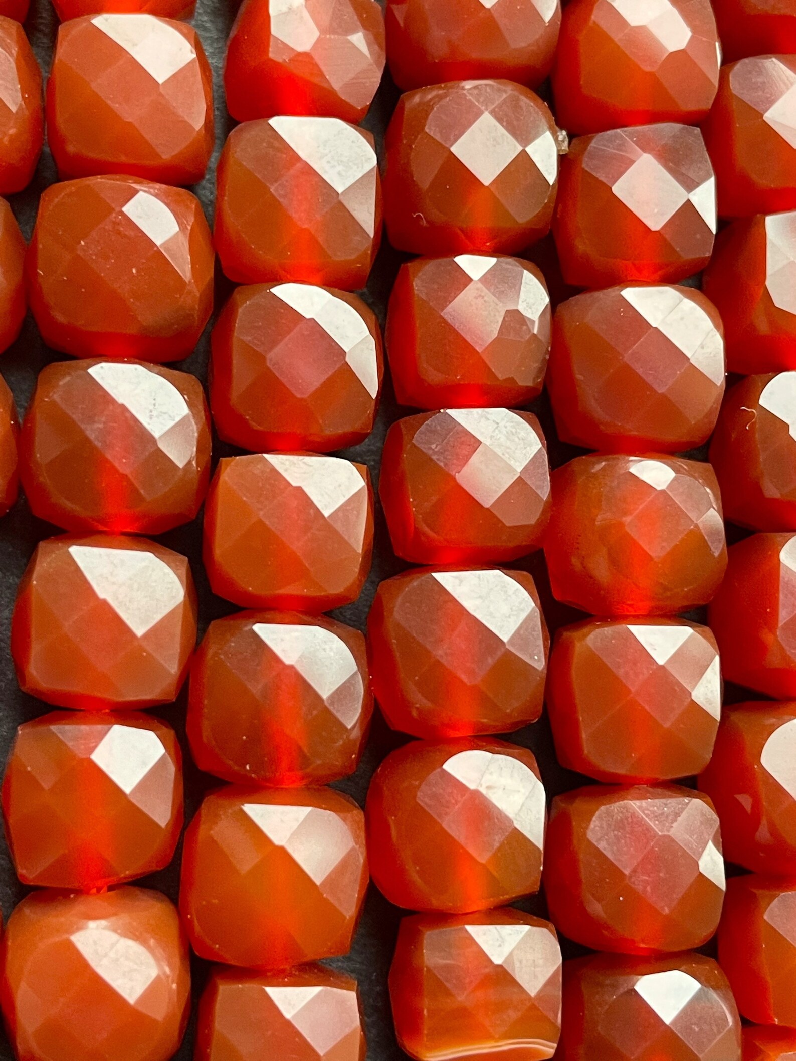 AAA Natural Carnelian Stone Bead. Faceted 9mm Square Shape. Gorgeous ...