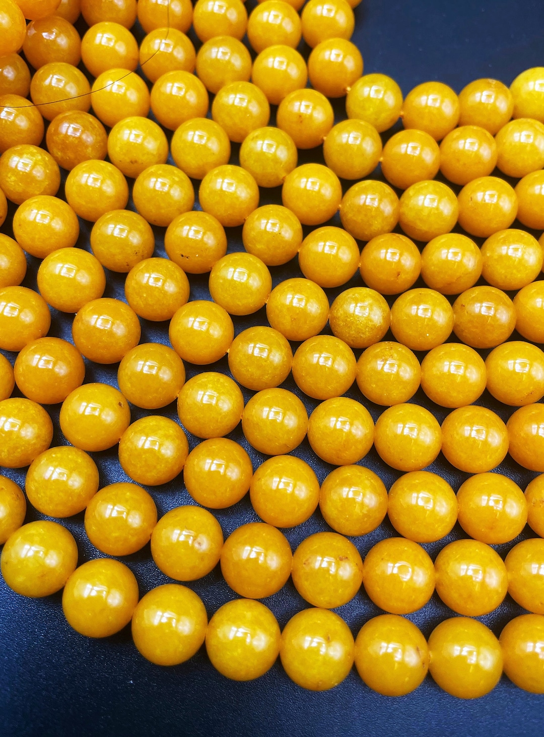 AAA Natural Yellow Jade Gemstone Beads - 6mm 8mm 10mm Round Beads ...