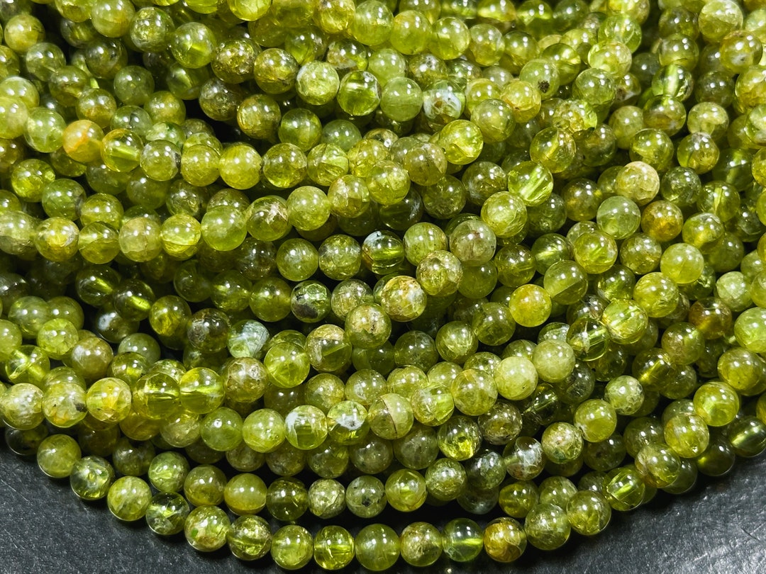 AAA Natural Green Peridot Gemstone Bead 5mm Round Beads, Gorgeous ...