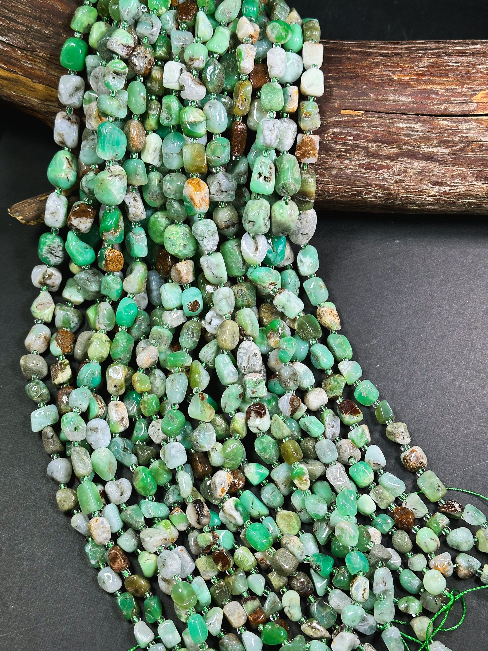 Natural Chrysoprase Gemstone Freeform Pebble Nugget Beads, Beautiful ...