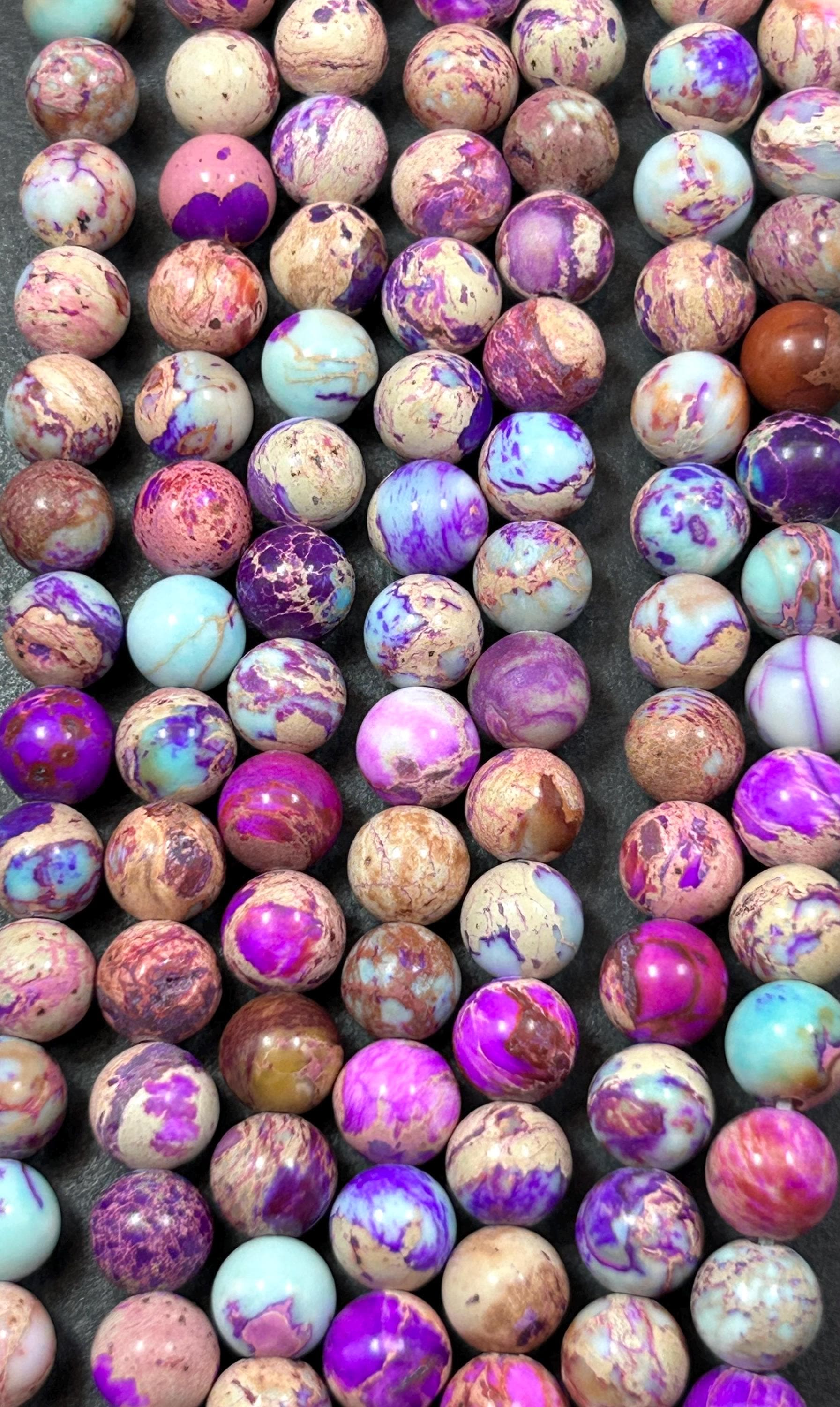 Natural Sea Sediment Jasper Gemstone Bead 6mm 8mm 10mm Round Beads ...