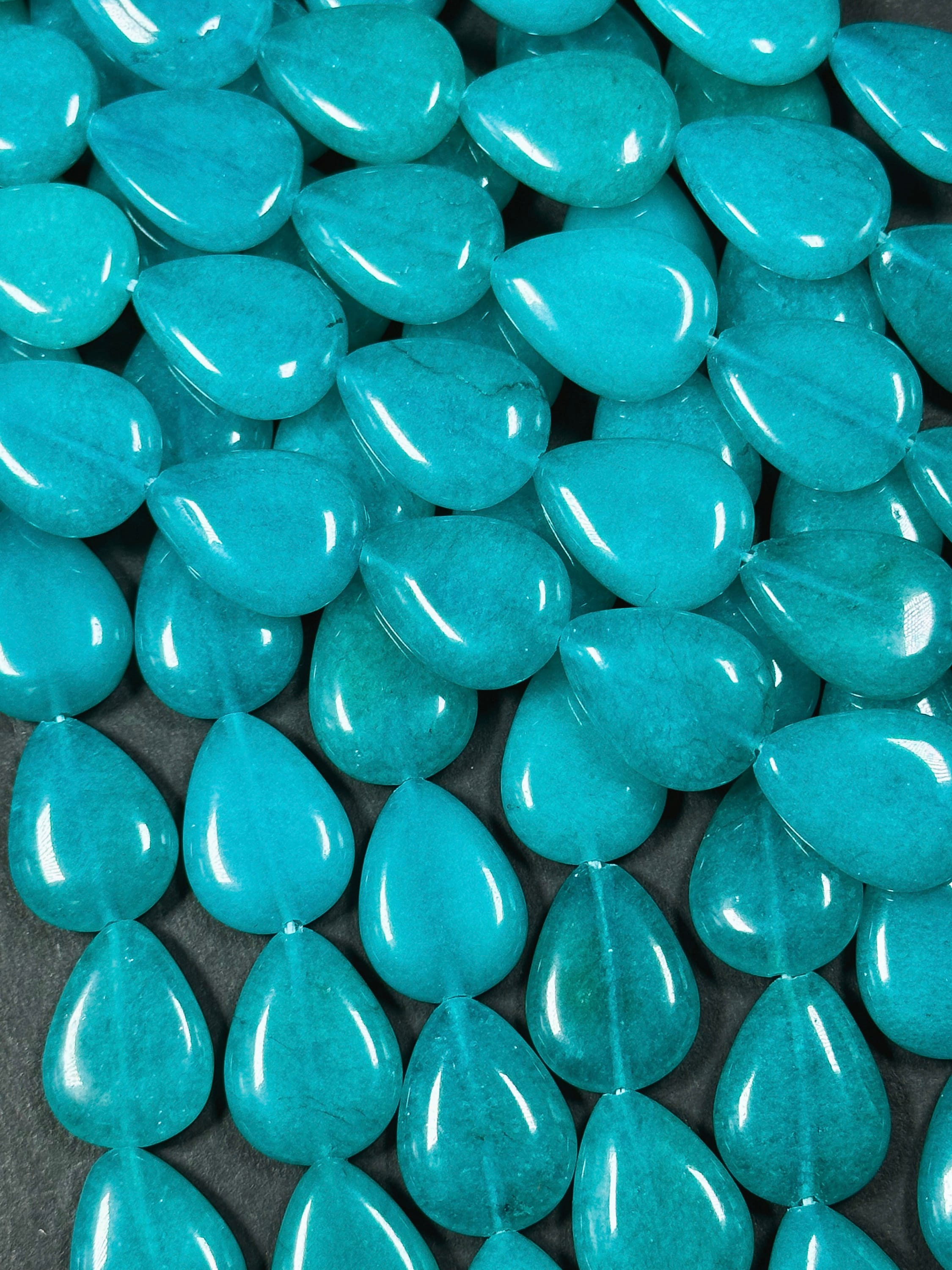 Natural Turquoise Blue Jade Gemstone Bead 20x15mm Teardrop Shape ...