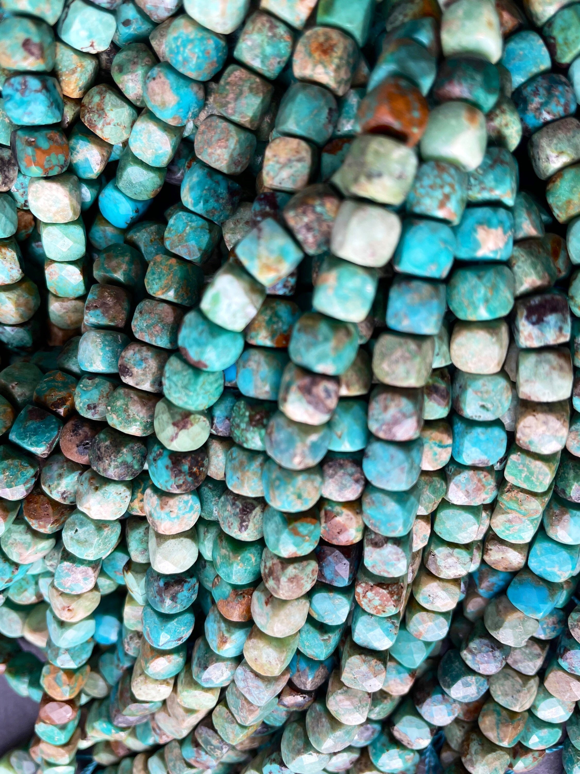Natural Turquoise Stone Beads. 4mm 6mm Square Tuba Shape Turquoise Bead ...