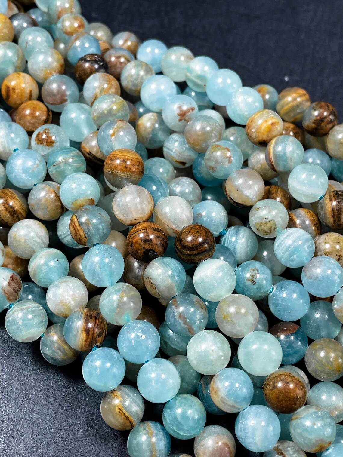 AAA Natural Blue Calcite Gemstone Round Bead. 6mm 8mm 10mm . Gorgeous ...