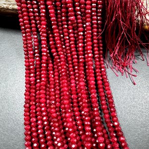 Natural Gemstone Bead. Red Jade Stone Bead. Faceted Rondelle Shape ...
