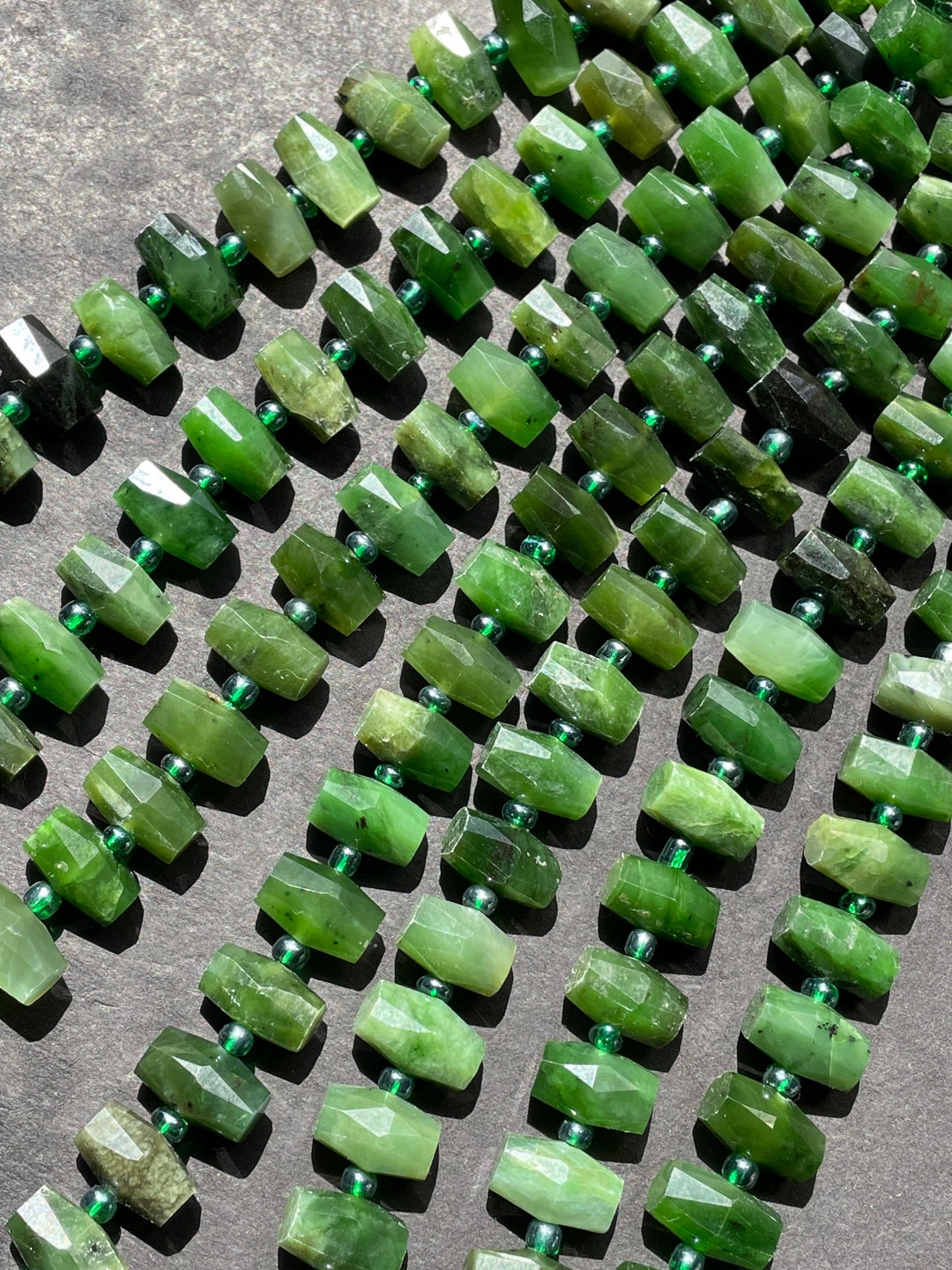 AAA Natural Canadian Jade Stone Bead. Faceted Tube Shape Bead. Gorgeous ...