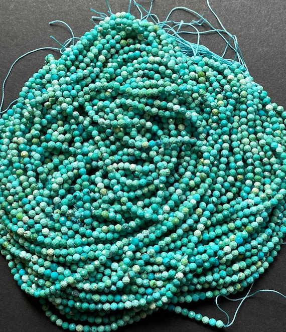 AAA Natural turquoise. Faceted 2mm 3mm turquoise bead . | Etsy