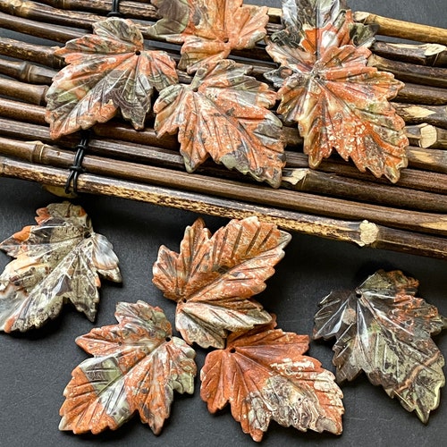 AAA Natural Handmade Carved Maple Tree Leaf Pendant . 35mm - Etsy