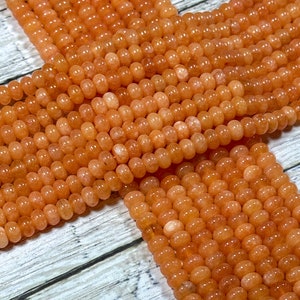 NATURAL Orange Jade Gemstone Bead 8x5mm Rondelle Shape Bead, Beautiful ...