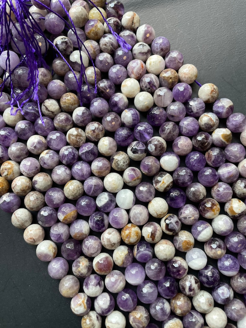 AAA Natural Faceted Flower Amethyst Stone Bead. 6mm 8mm 10mm 12mm Round ...