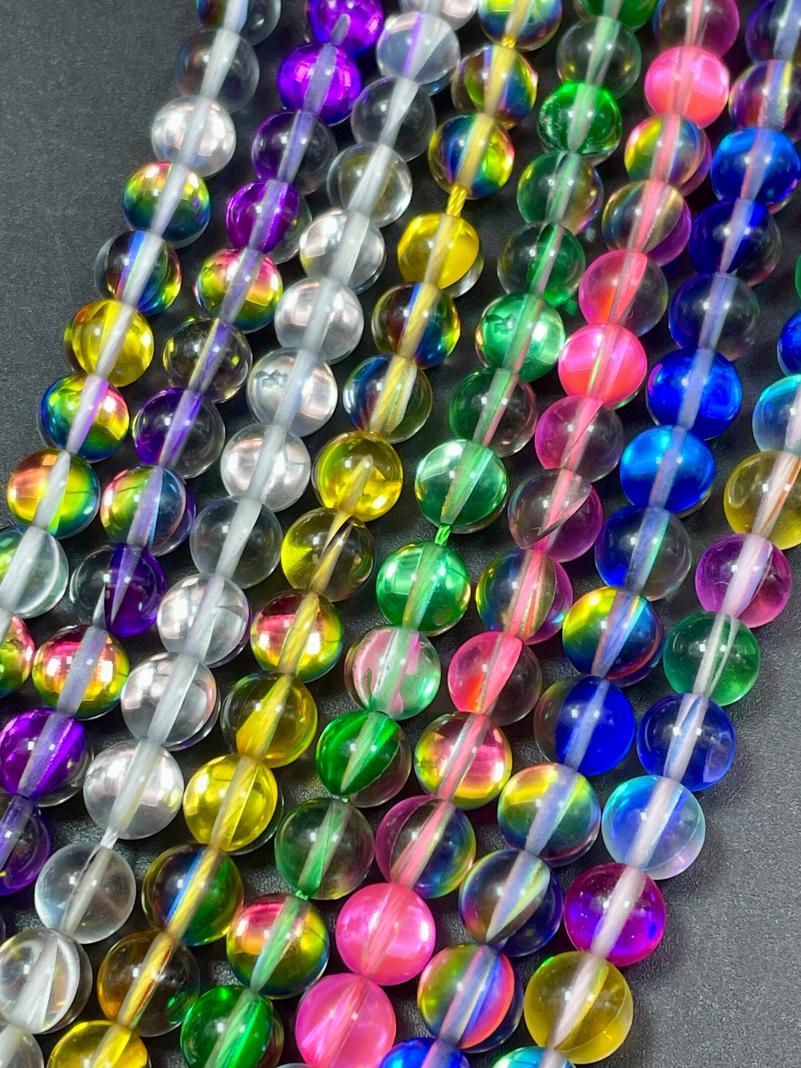 BULK! Beautiful Mermaid Glass Beads Smooth 6mm 8mm 10mm Round Shape ...