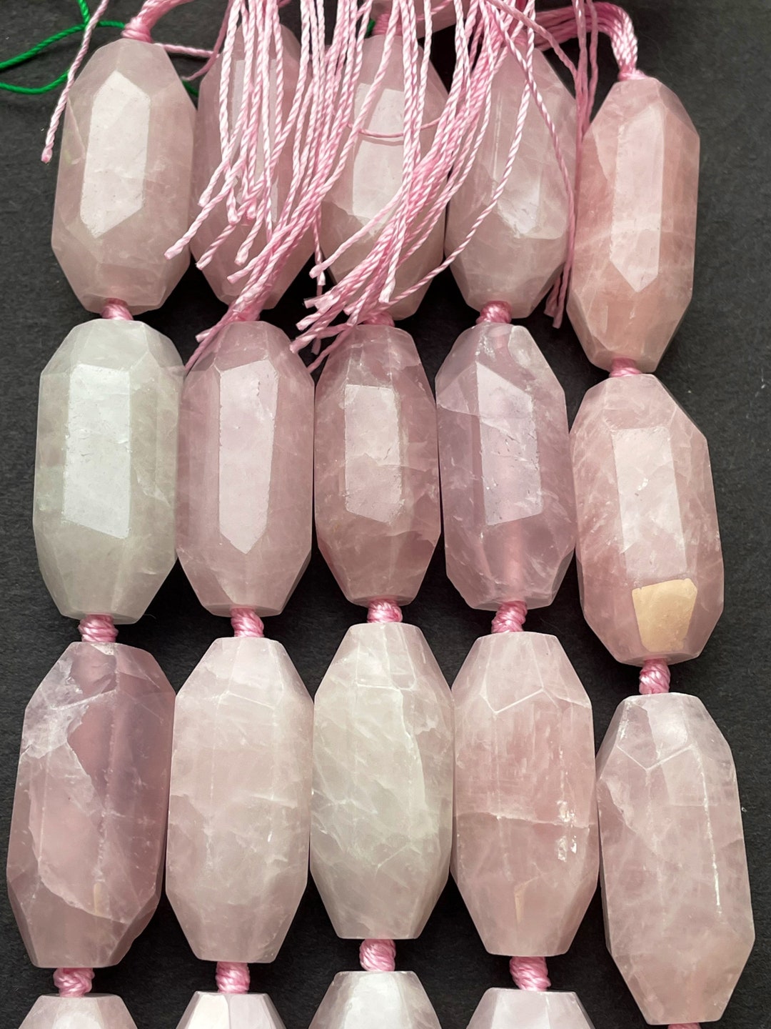 AAA Natural Rose Quartz Stone Bead . 14x30mm Barrel Shape Bead ...