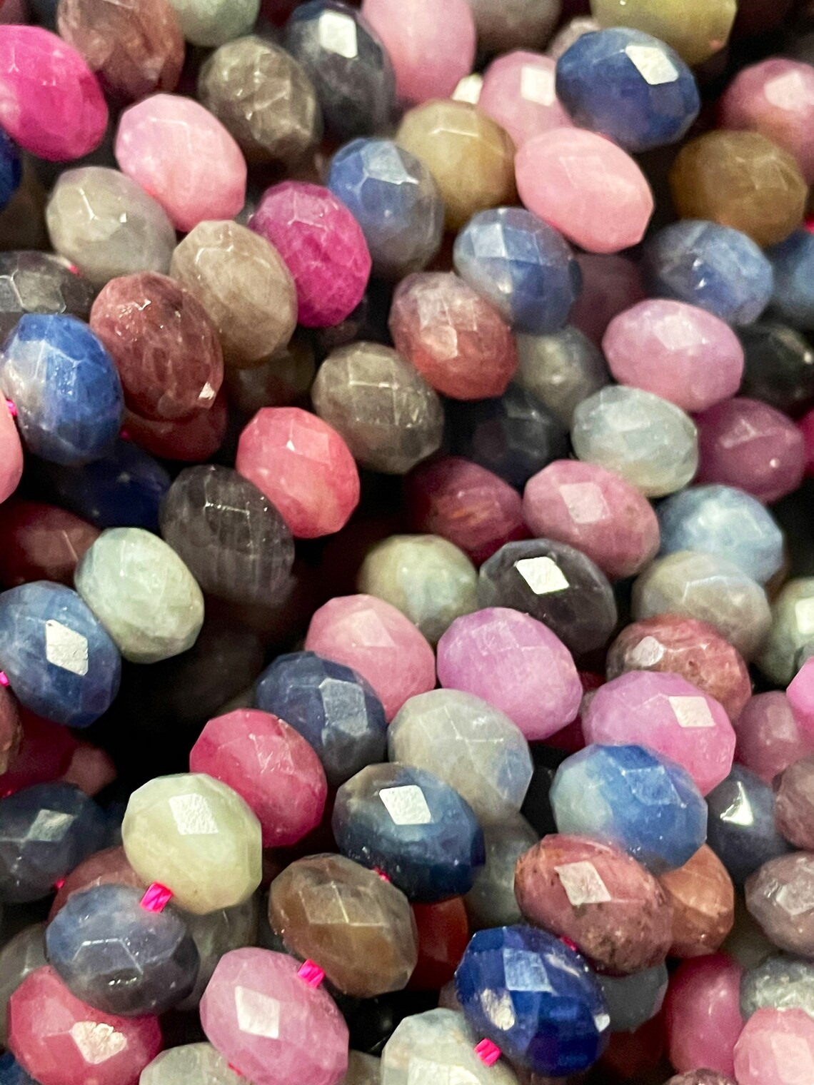 Natural Ruby Sapphire Stone Bead . Faceted 5x8mm Roundell - Etsy