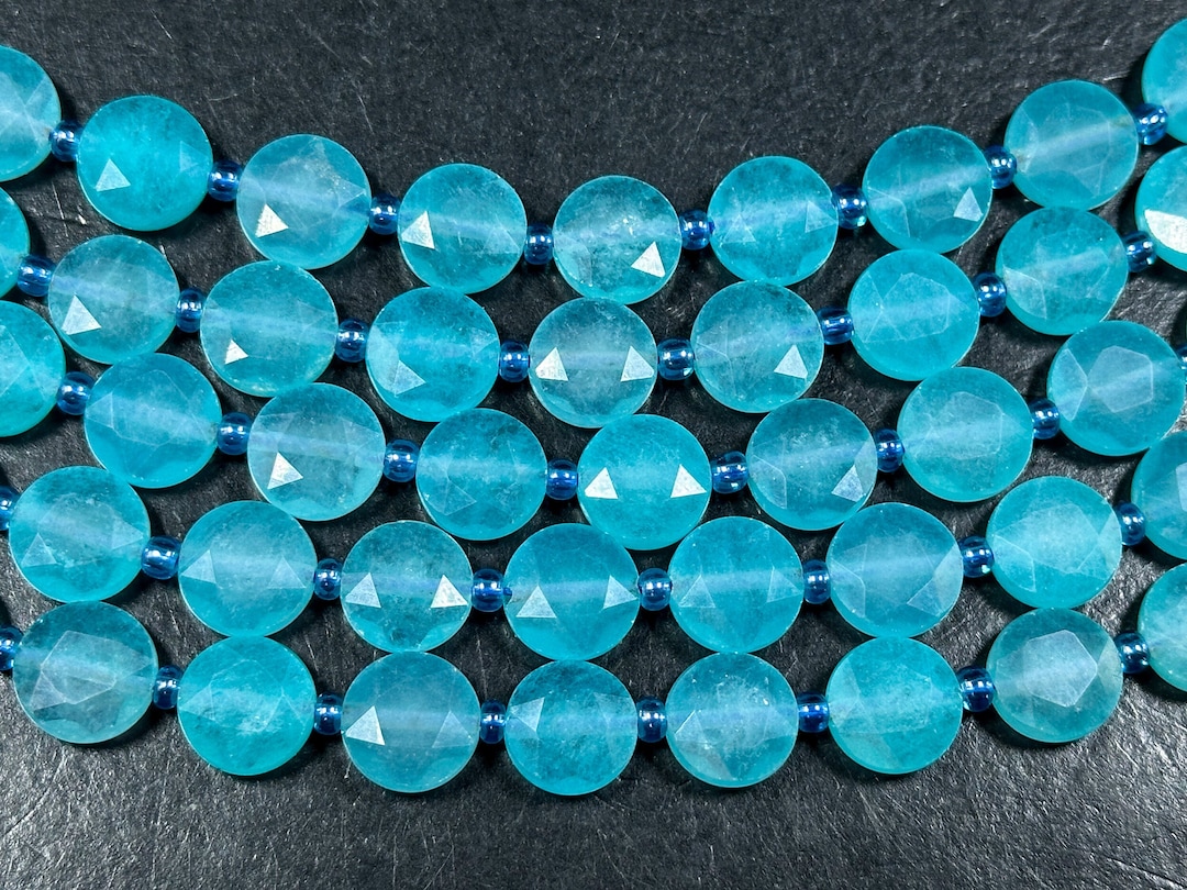 Natural Amazonite Gemstone Bead Faceted 10mm Coin Shape Bead, Beautiful ...