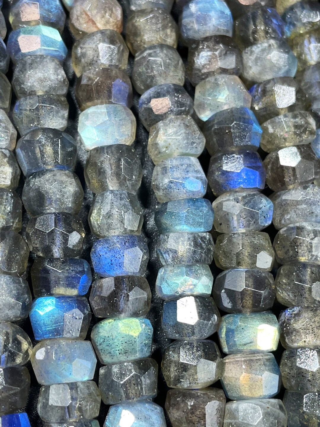 AAA Natural Rainbow Labradorite Stone Bead. Faceted 6x9mm Rondell Shape ...
