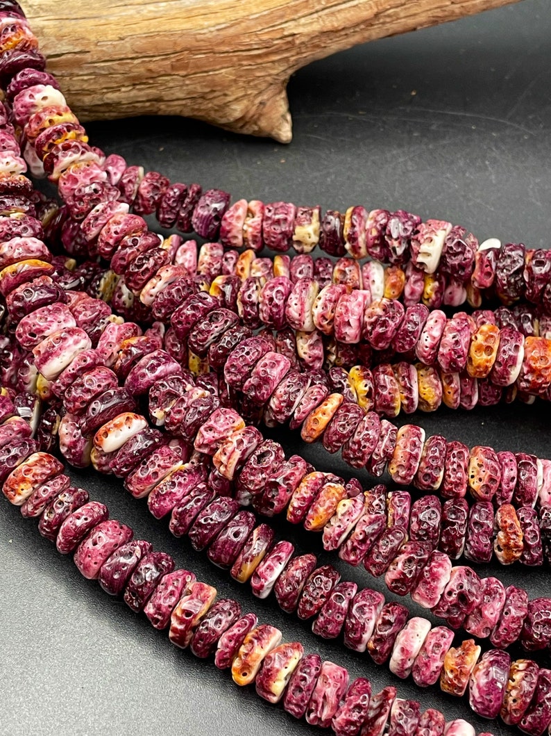 AAA Natural Purple Spiny Oysters Shell Bead. 4x10mm Roundell | Etsy