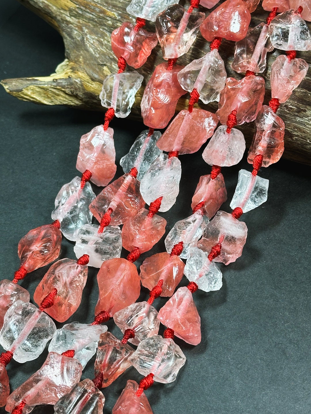 Natural Raw Watermelon Quartz Gemstone Bead Freeform Nugget Bead ...