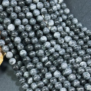 Natural Black Jasper Gemstone Bead 10mm Round Beads, Beautiful Black ...