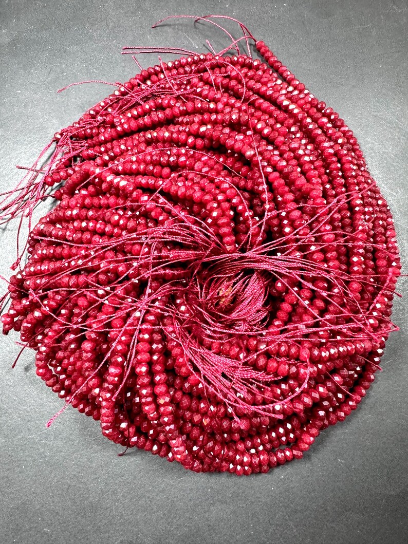 Natural Gemstone Bead. Red Jade Stone Bead. Faceted Rondelle Shape ...
