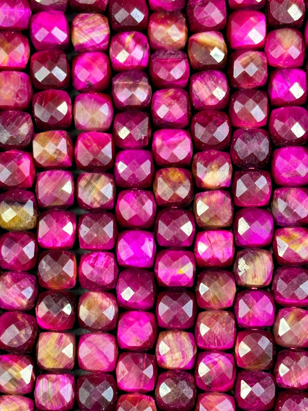 NATURAL Pink Tiger Eye Gemstone Bead, Faceted 7mm Cube Shape Beads ...