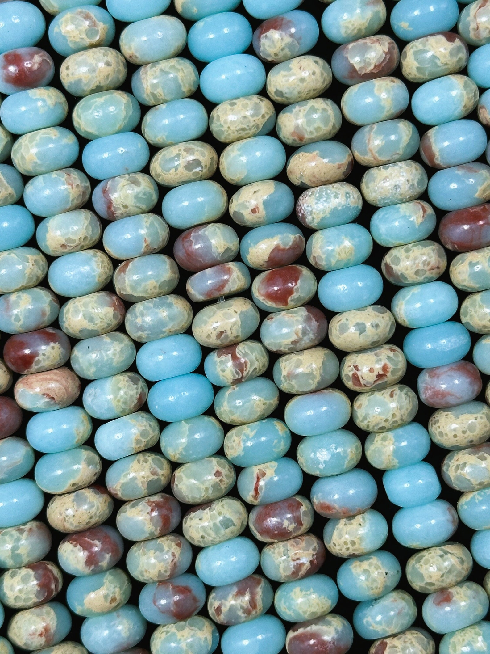 Natural Sea Sediment Jasper Gemstone Bead 8x5mm Rondelle Shape ...