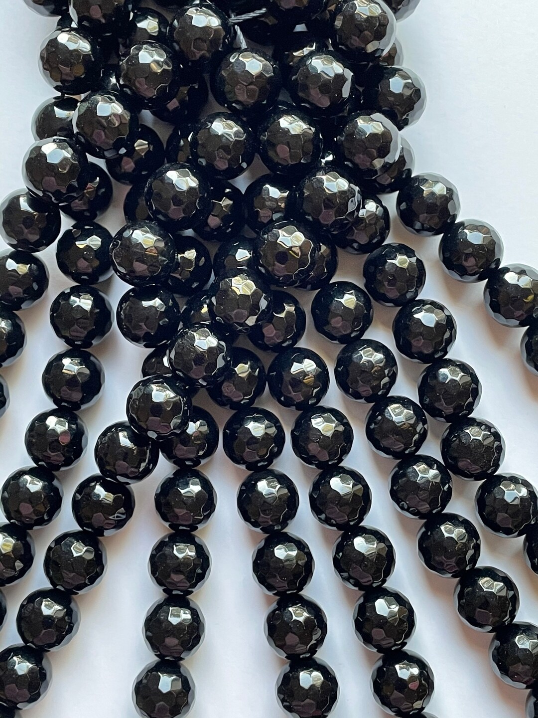 AAA Natural Black Onyx Stone Bead . Faceted 4mm 6mm 8mm 10mm 12mm Round ...