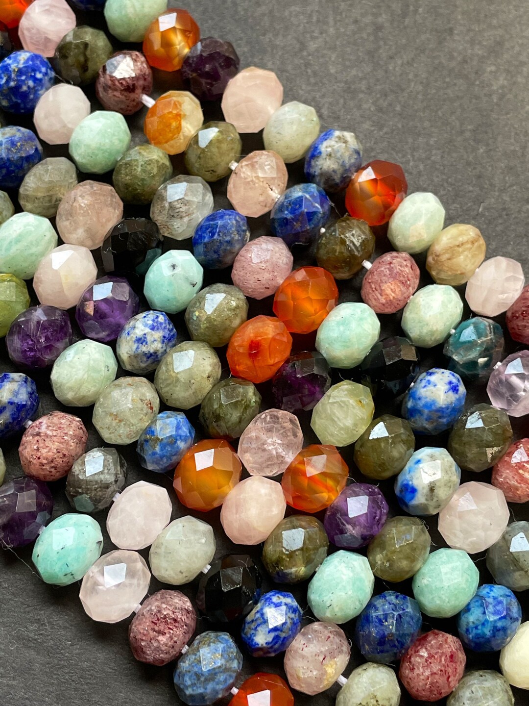 Natural Multi Color Stone Bead. Faceted 4x6mm 8x10mm Roundell Shape ...