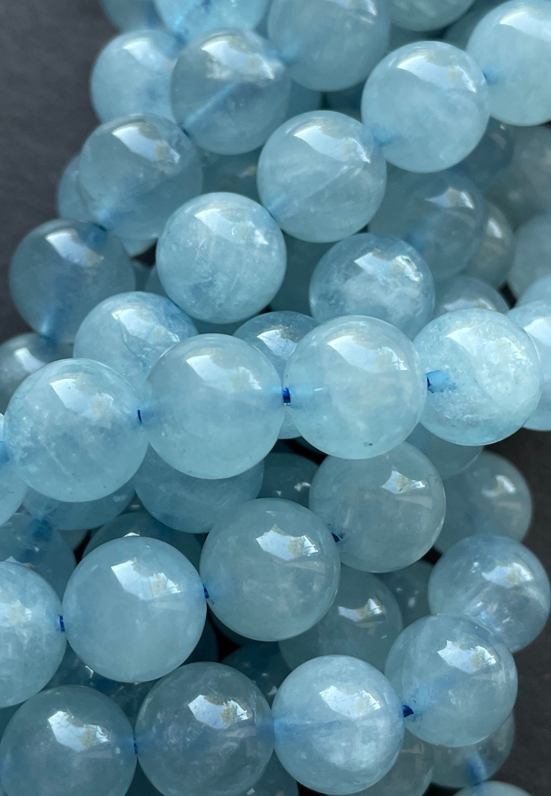 AAA Natural Cloudy Blue Aquamarine Stone Bead. 4mm 6mm 8mm 10mm 12mm ...