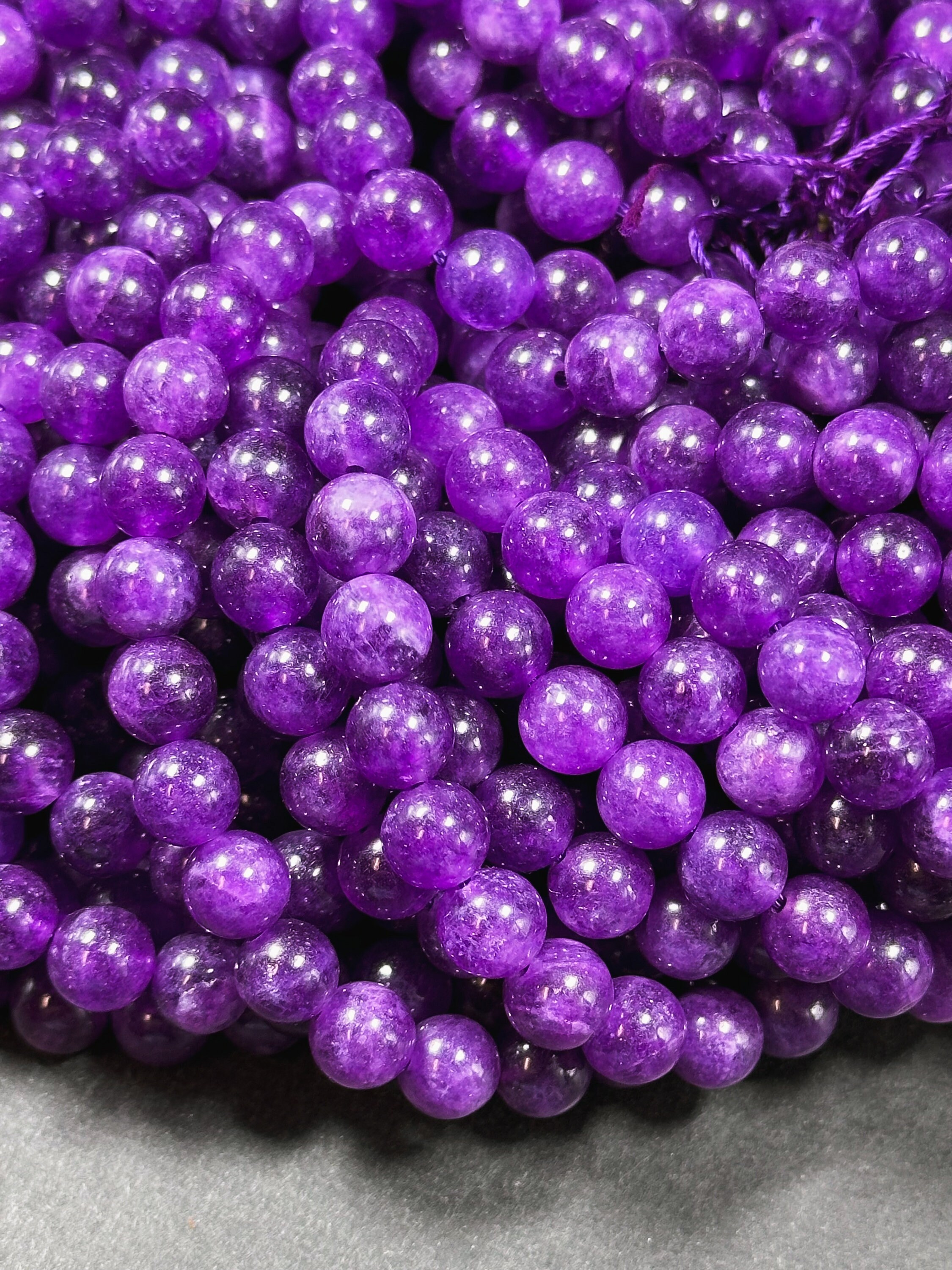 Natural Amethyst Gemstone Bead Round Beads, Gorgeous Natural Purple ...