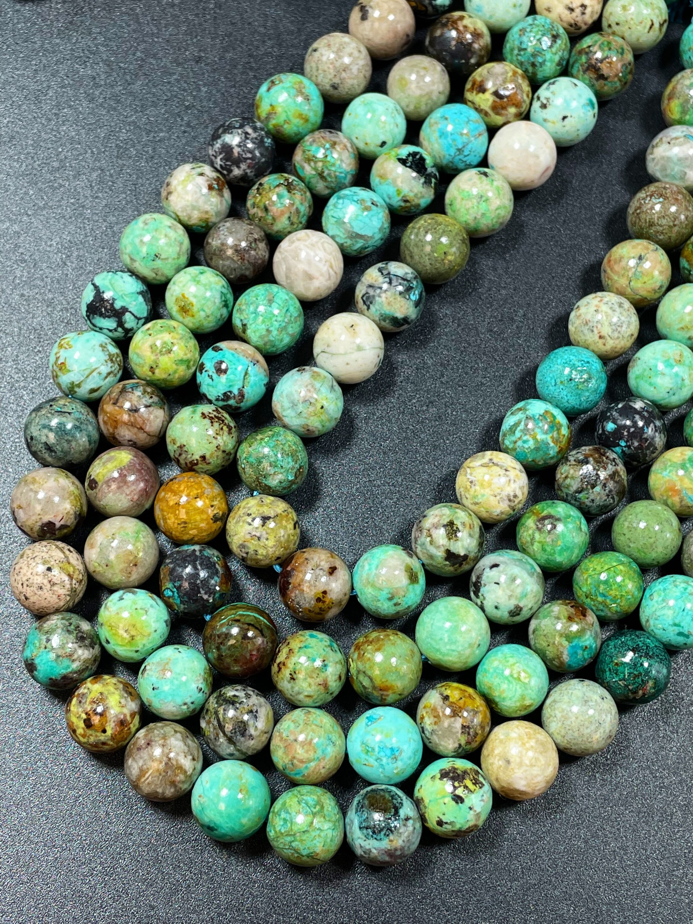 AA Natural Peru Turquoise Gemstone Bead. 8mm 10mm Round Bead. Natural ...