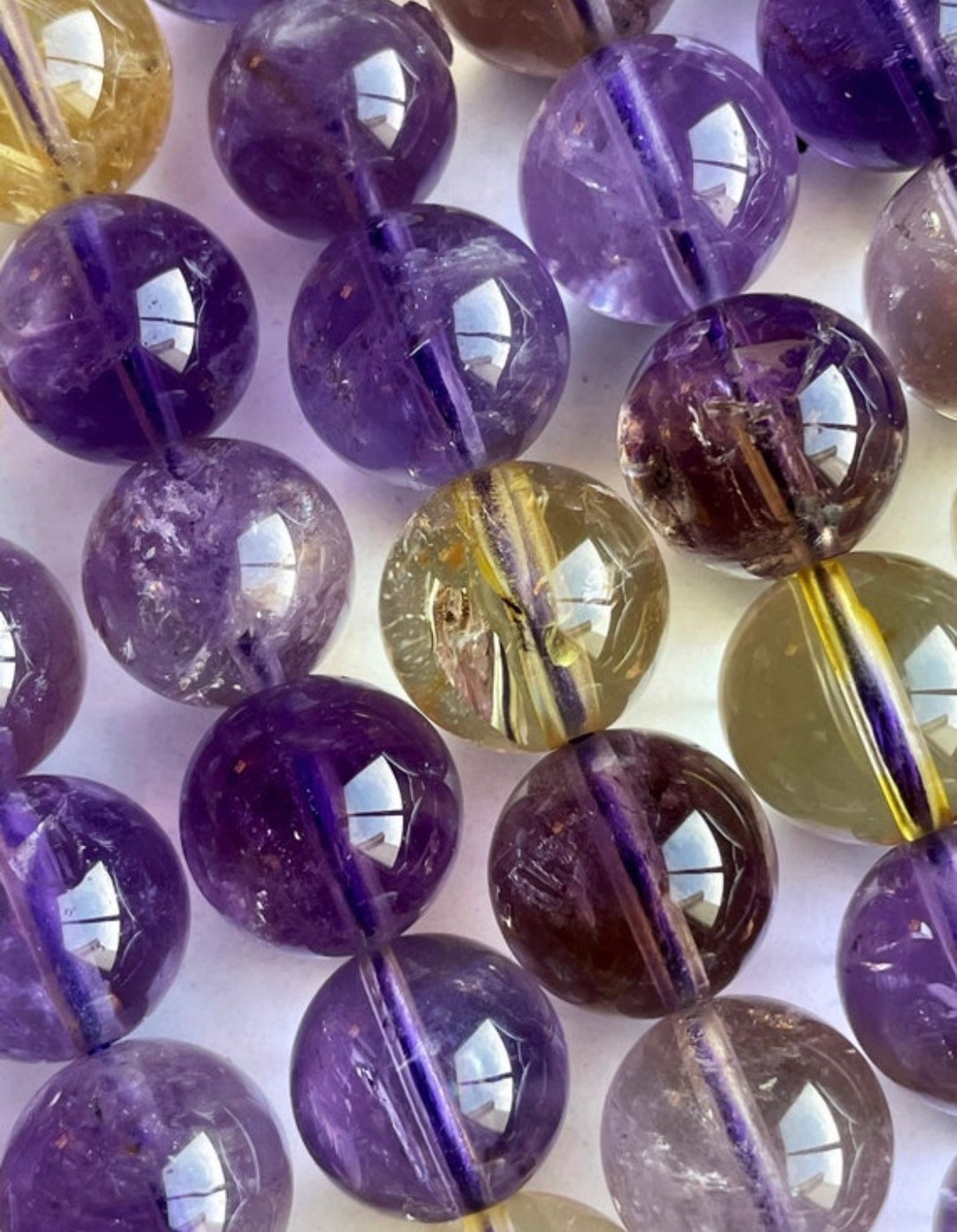 AAA Natural Ametrine Stone Bead. 6mm 8mm 9mm 10mm 12mm Round. Beautiful ...