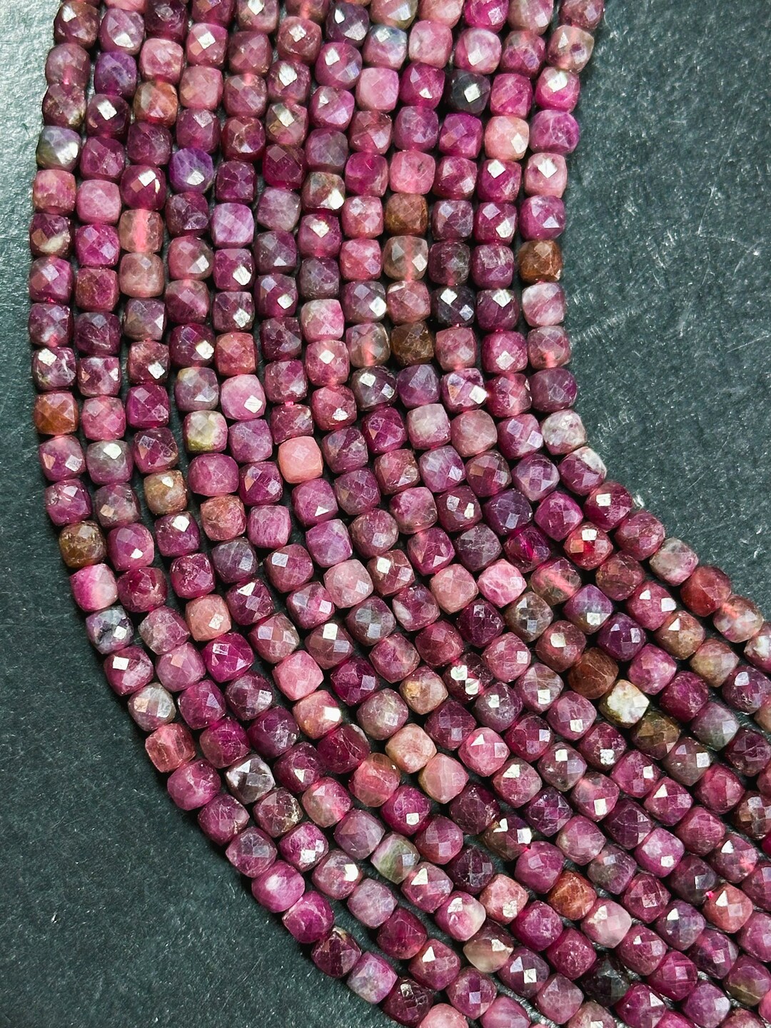 AAA Natural Red Ruby Gemstone Bead Faceted 4mm Cube Shape Bead ...