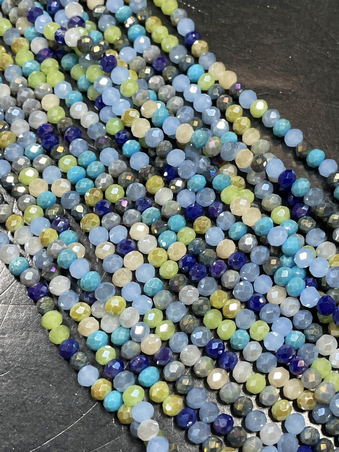 Beautiful Multi Color Crystal Glass Bead. 4mm Roundell Shape Bead ...