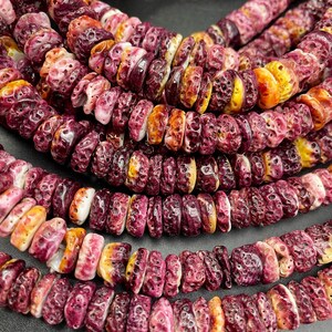 AAA Natural Purple Spiny Oysters Shell Bead. 4x10mm Rondelle Shape ...