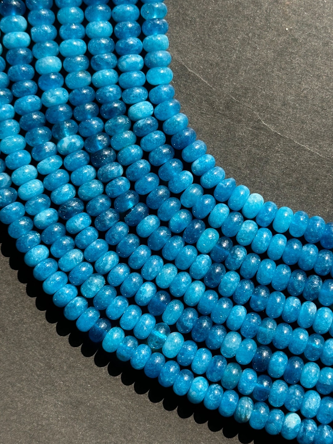 Beautiful Teal Blue Jade Gemstone Bead 8x5mm Smooth Rondelle Beads ...
